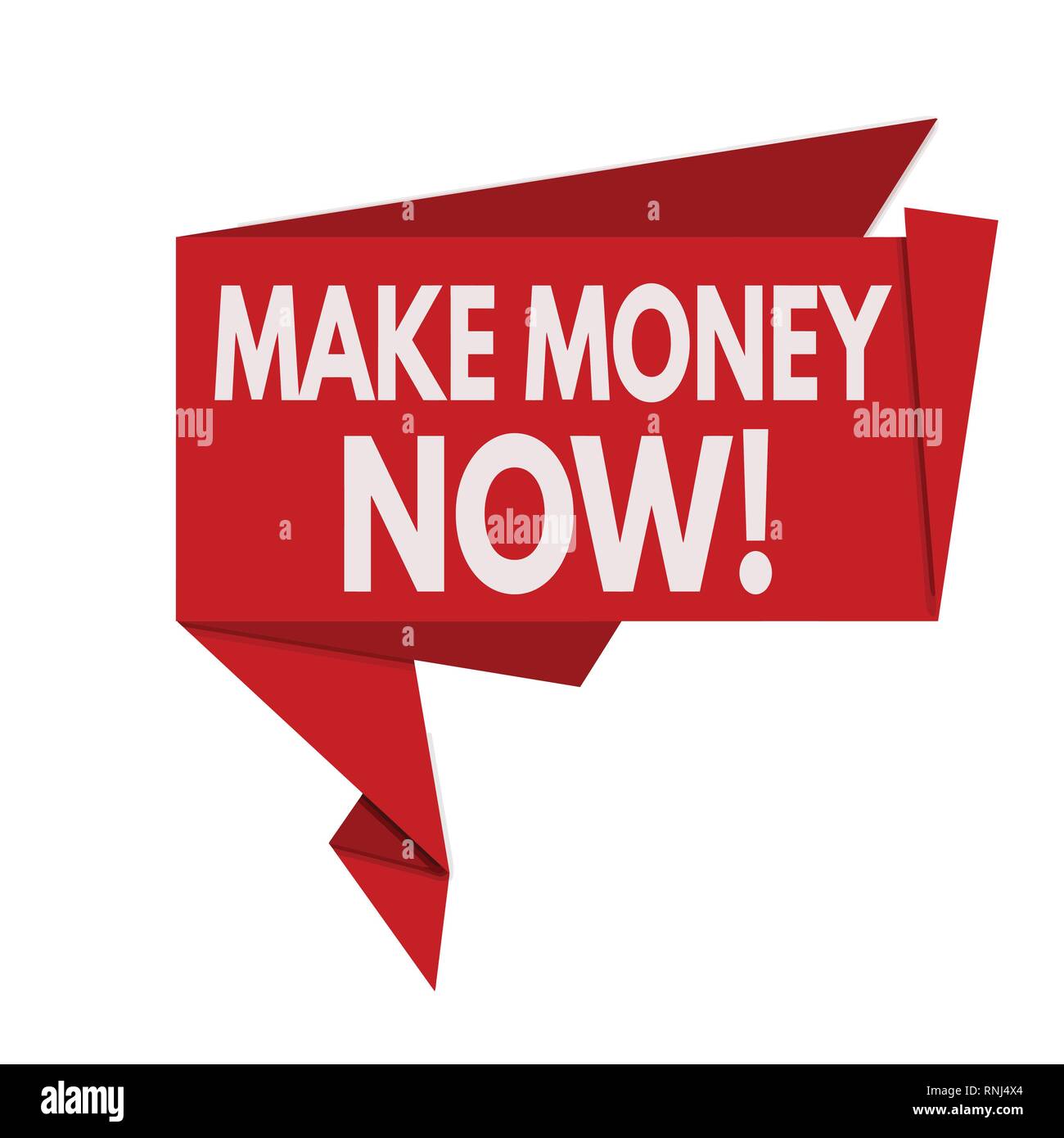 Make money now red origami speech bubble on white background, vector ...