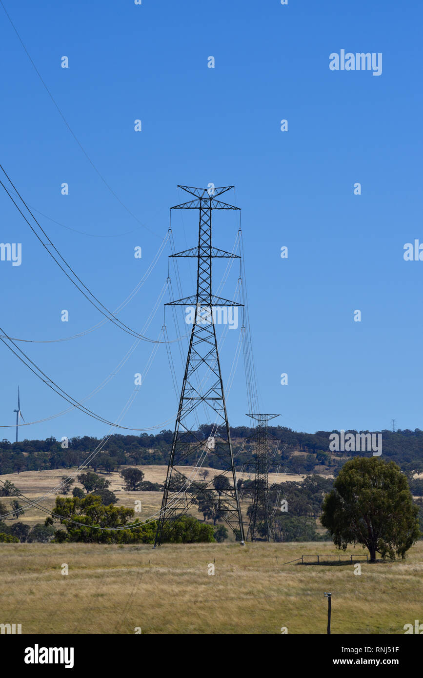 elecricity pylons in northern new south wales, australia, near the ...