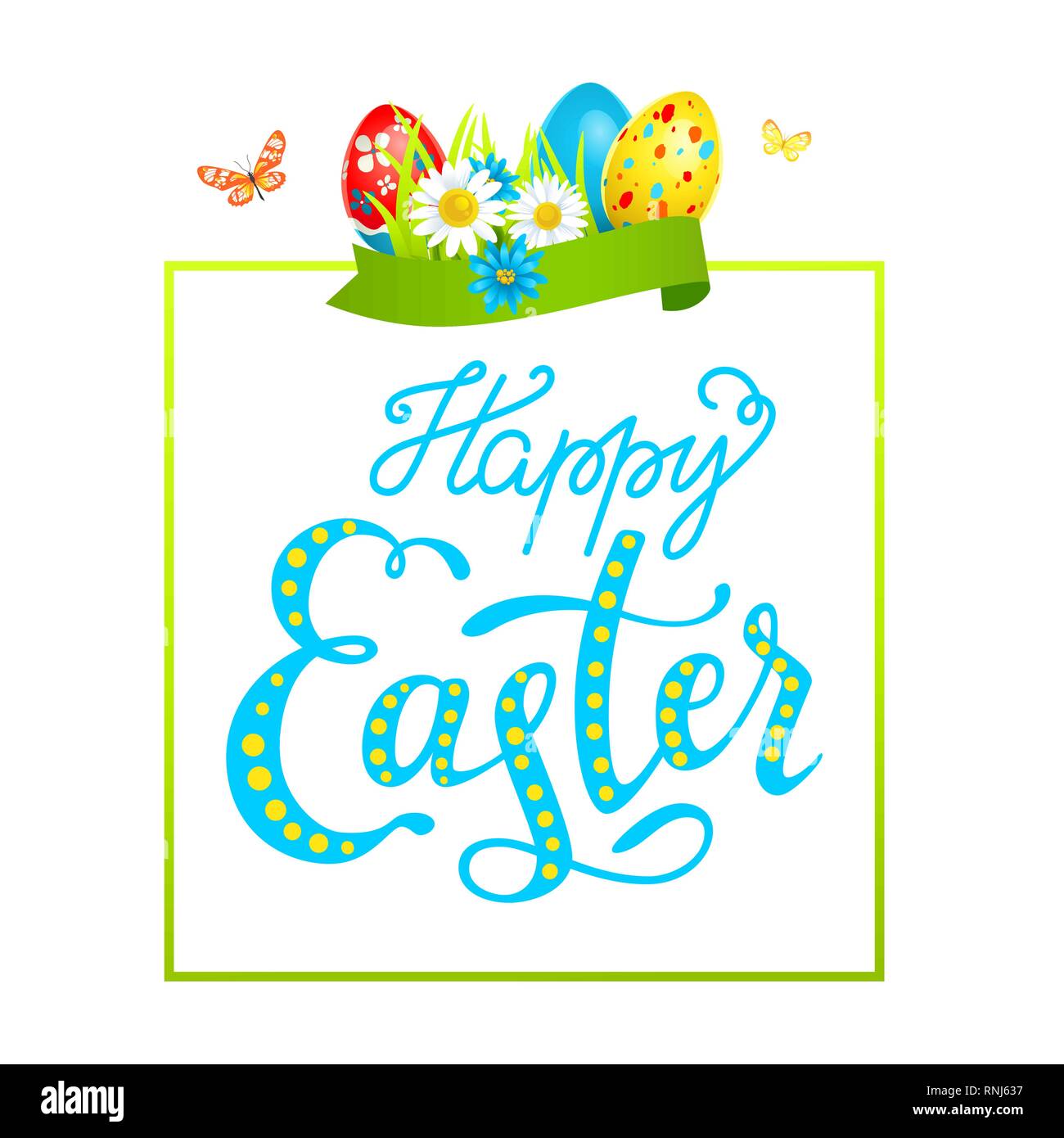 Easter eggs on a grass. Holiday design element isolated for card ...