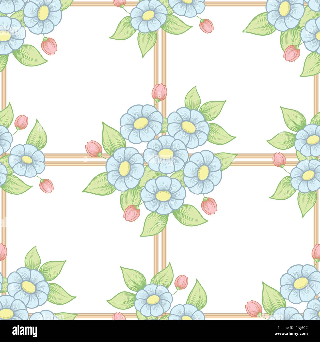 Pastel color seamless daisy pattern isolated on white background Stock ...