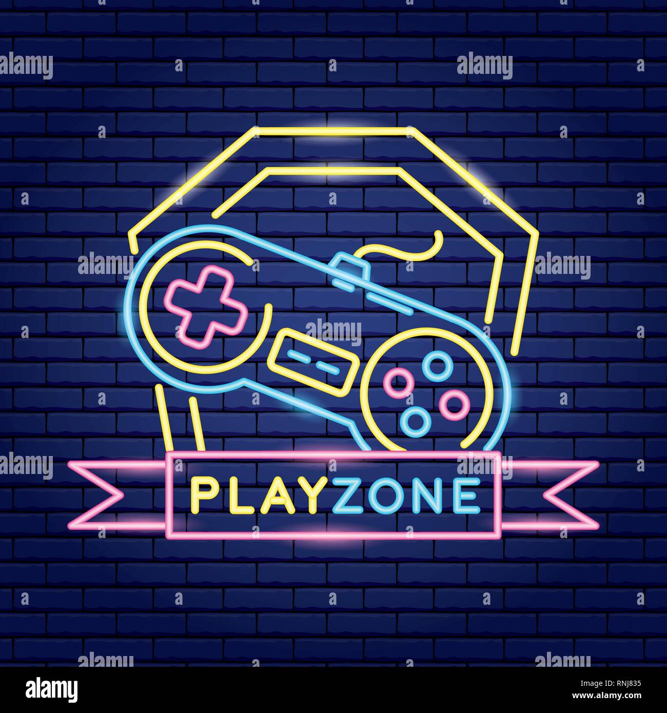 Game joystick neon light Stock Vector Images - Alamy