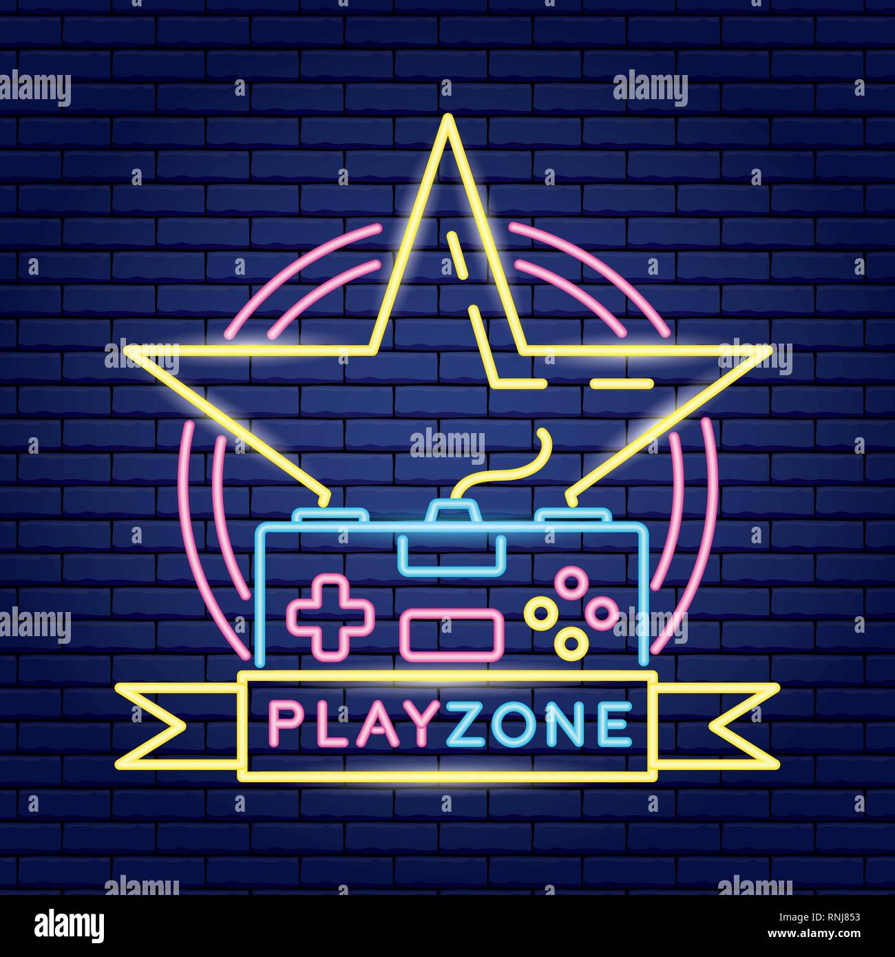 Neon play button computer Stock Vector Images - Alamy