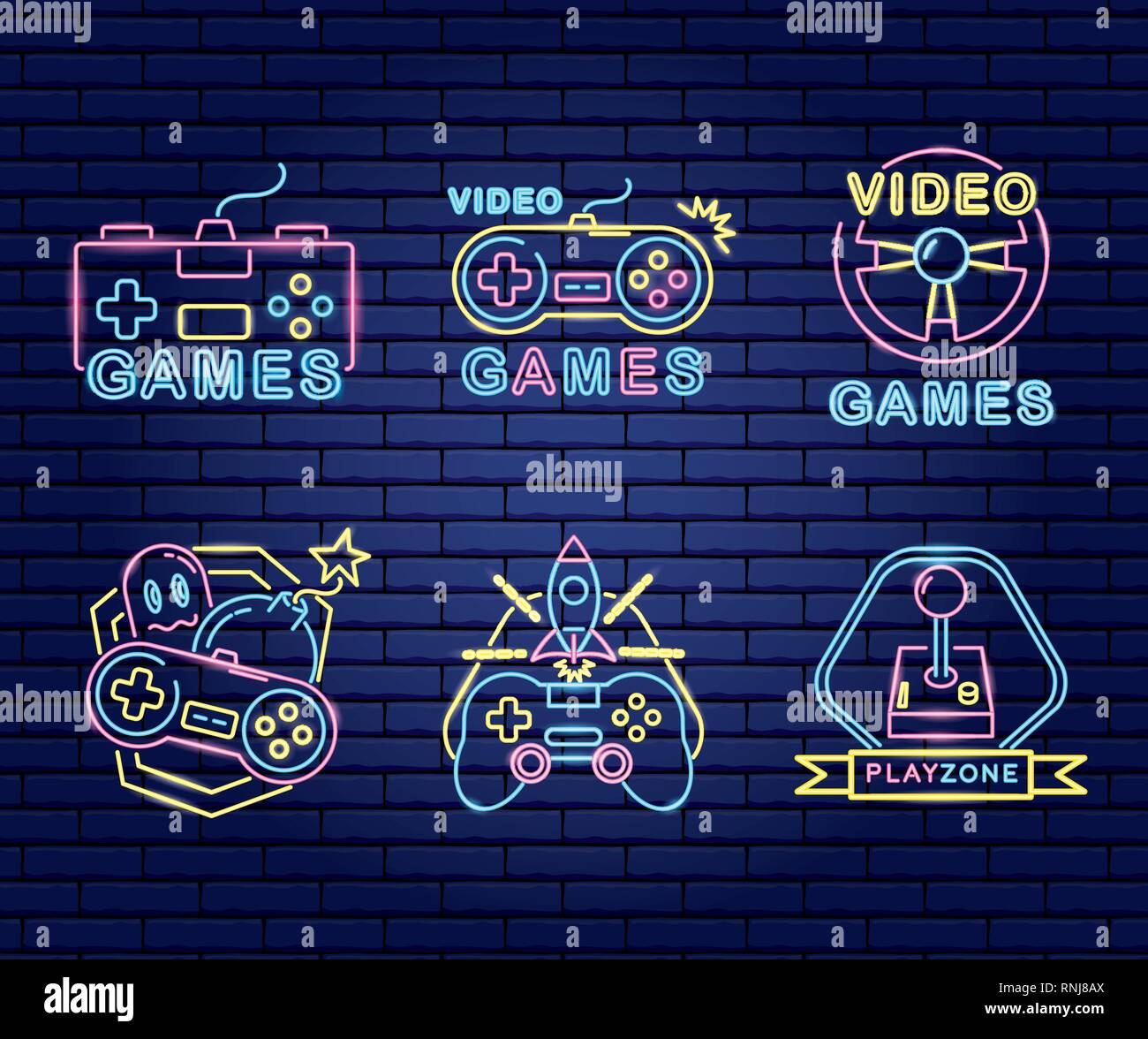 Neon arcade sign Stock Vector Images - Alamy