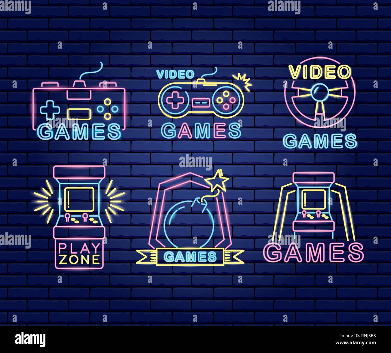 Neon arcade Stock Vector Images - Alamy