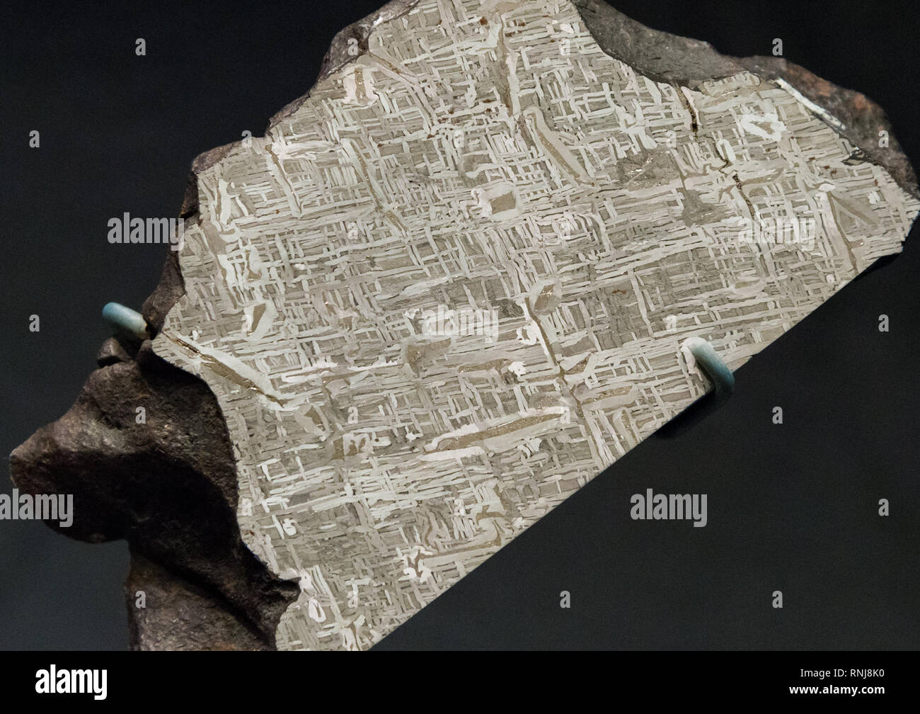 Cross section of an Iron meteorite showing pattern in its structure ...