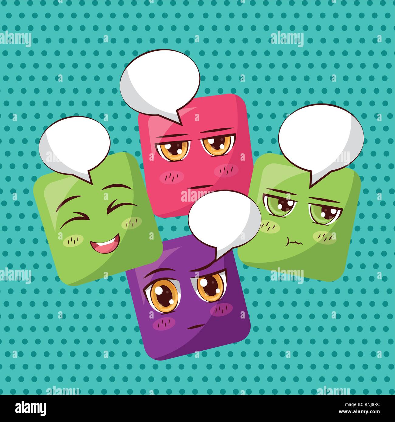 square faces anime emoji Stock Vector Image & Art - Alamy