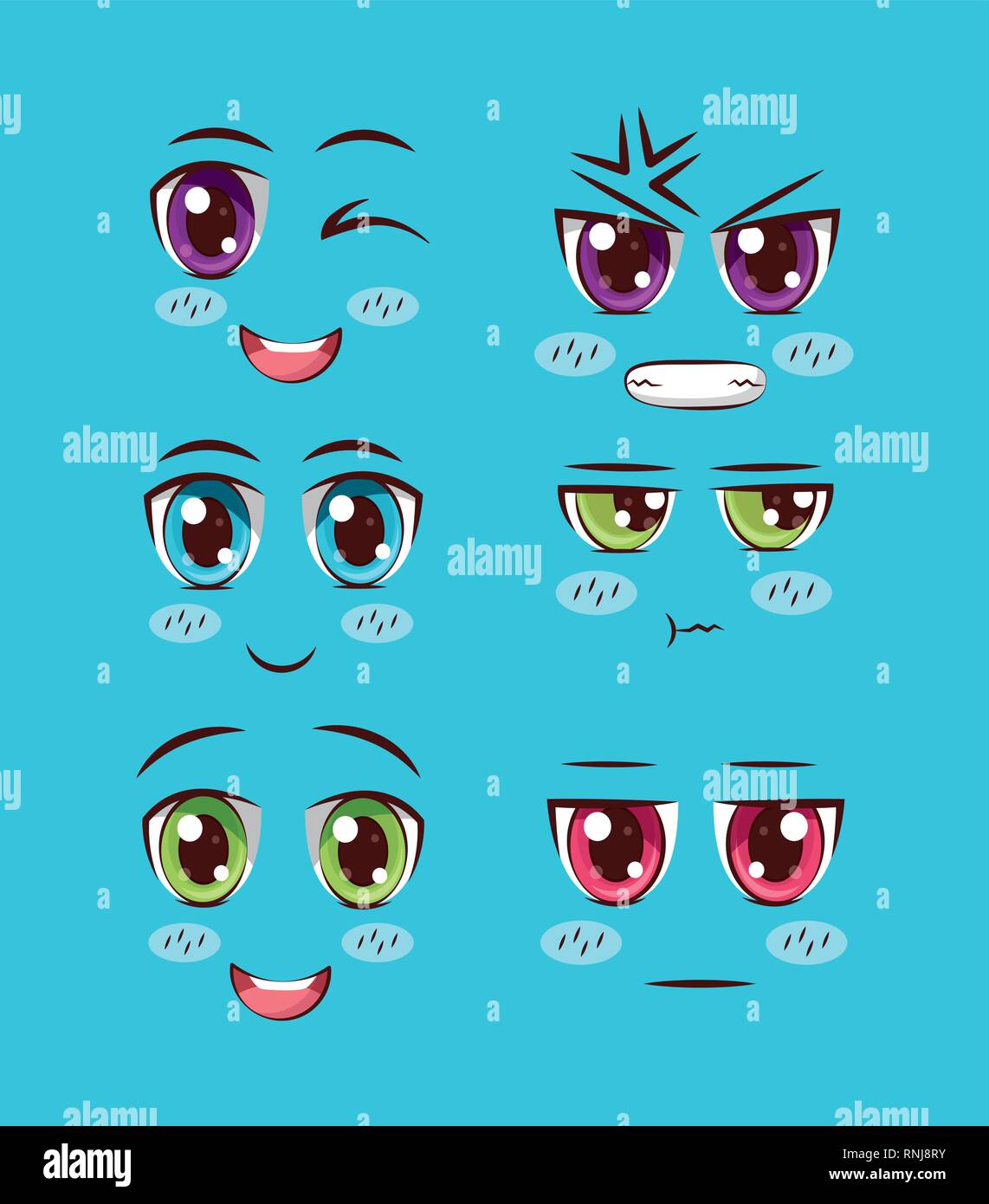 set of faces anime Stock Vector Image & Art - Alamy