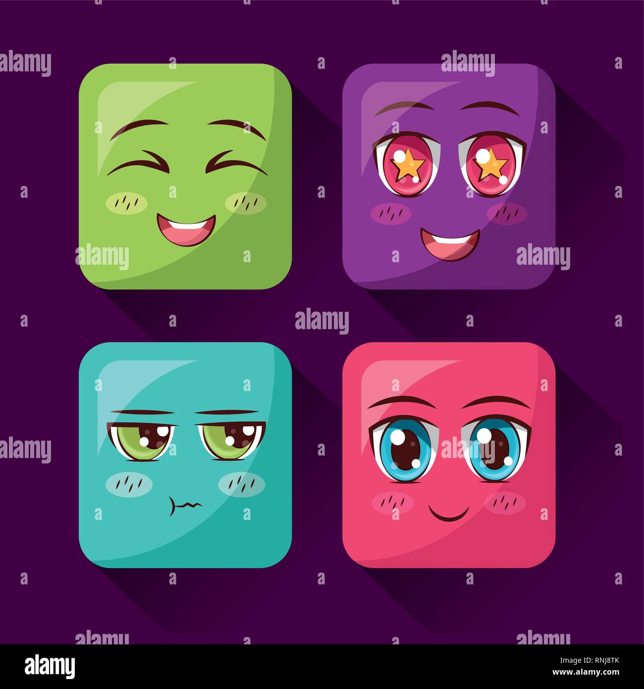 square faces anime emoji Stock Vector Image & Art - Alamy