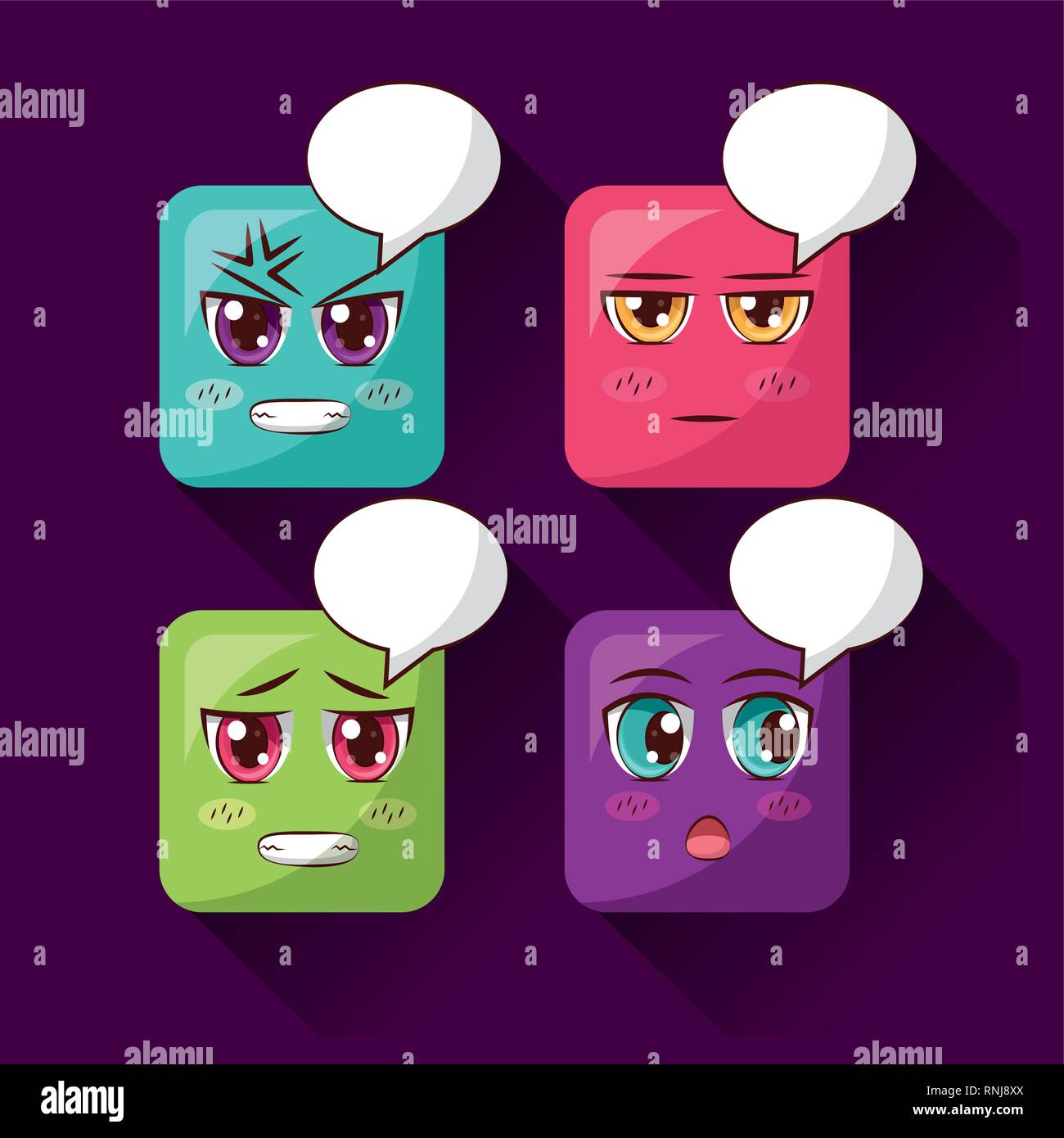 square faces anime emoji Stock Vector Image & Art - Alamy