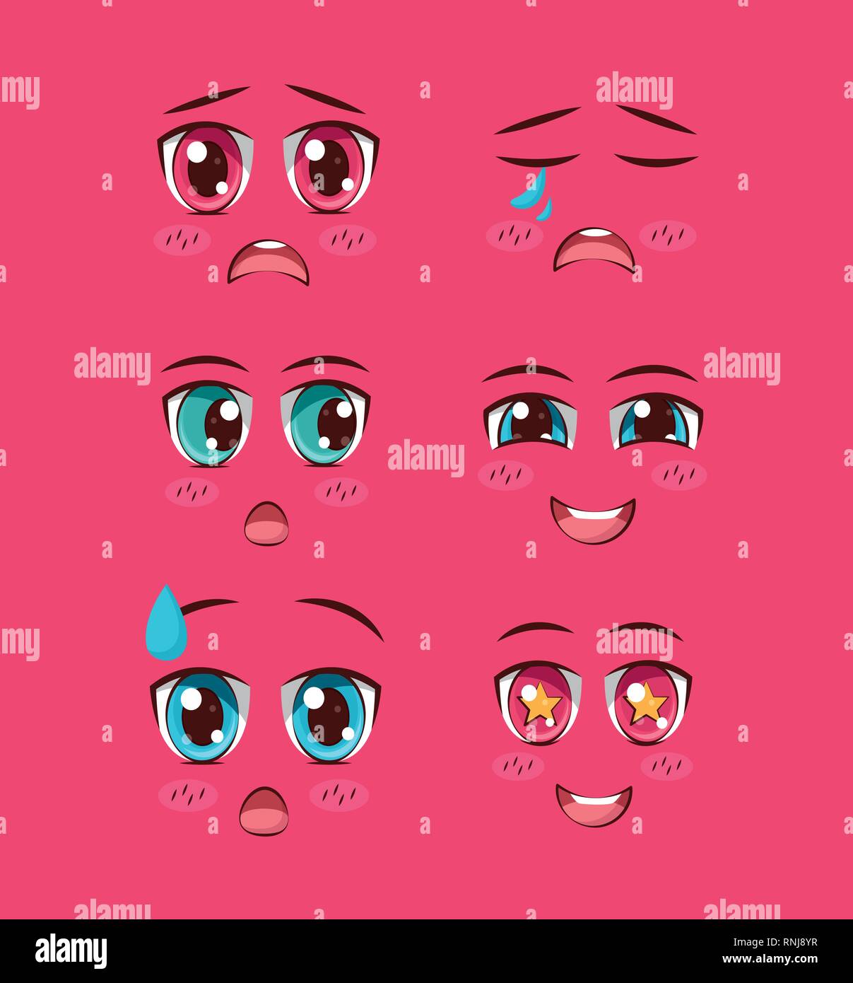 set of faces anime Stock Vector Image & Art - Alamy