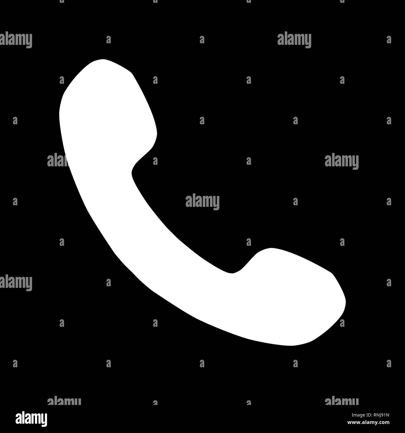 Phone Symbol Icon - White Simple, Isolated - Vector Illustration Stock