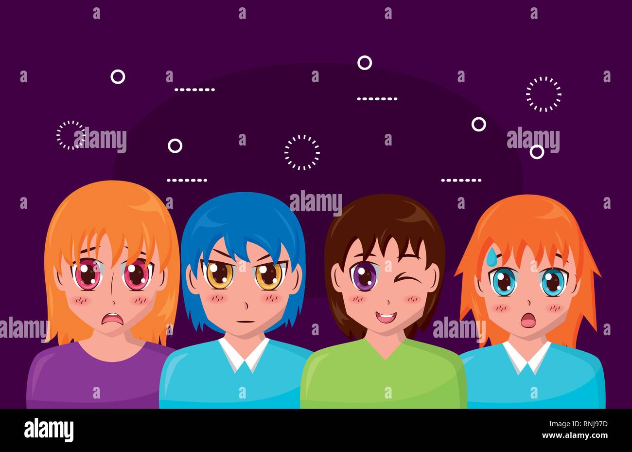 Cheerful anime girl Stock Vector Images - Alamy