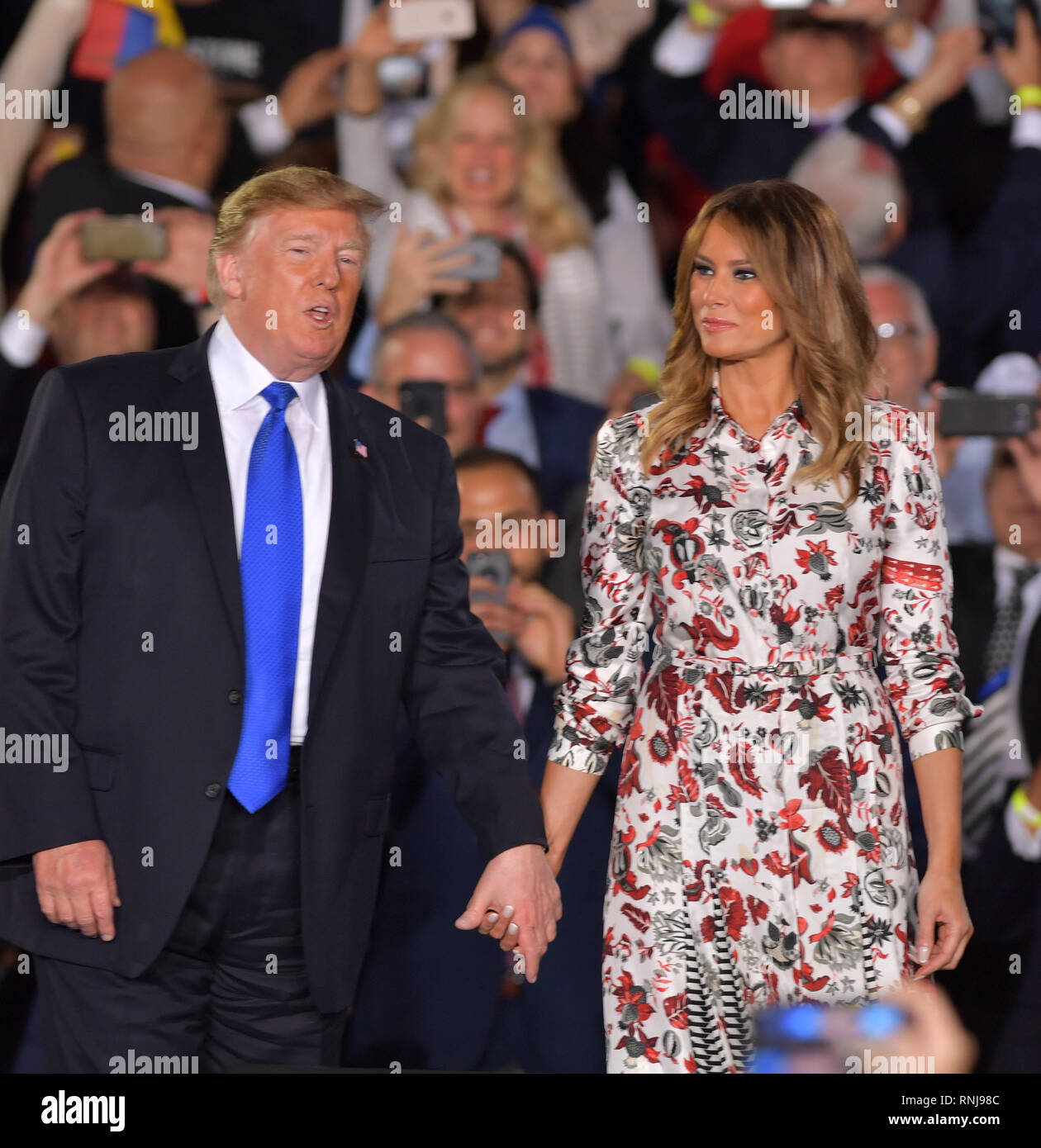 MIAMI, FLORIDA - FEBRUARY 18: President Donald Trump and First Lady ...