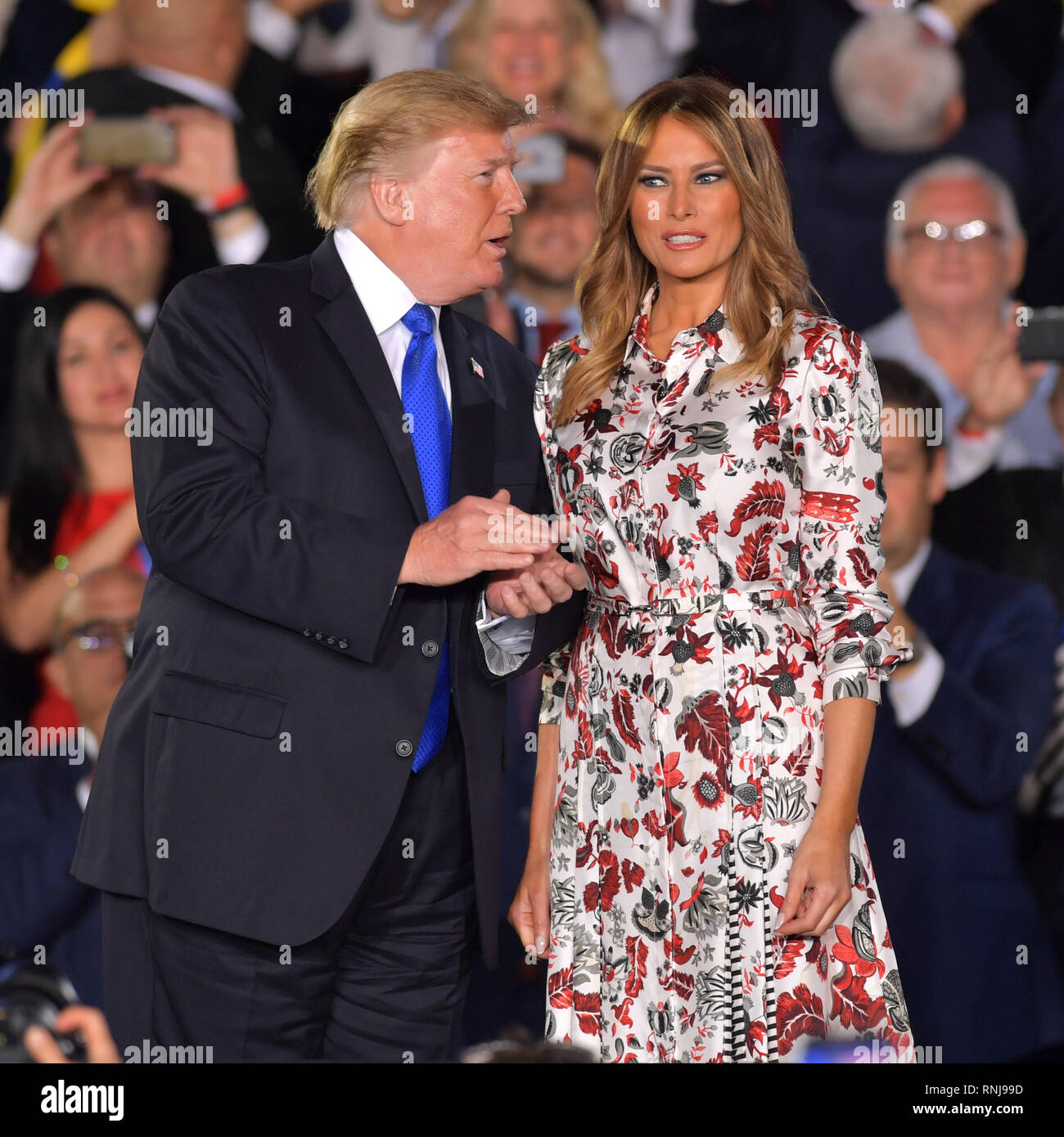 MIAMI, FLORIDA - FEBRUARY 18: President Donald Trump and First Lady ...