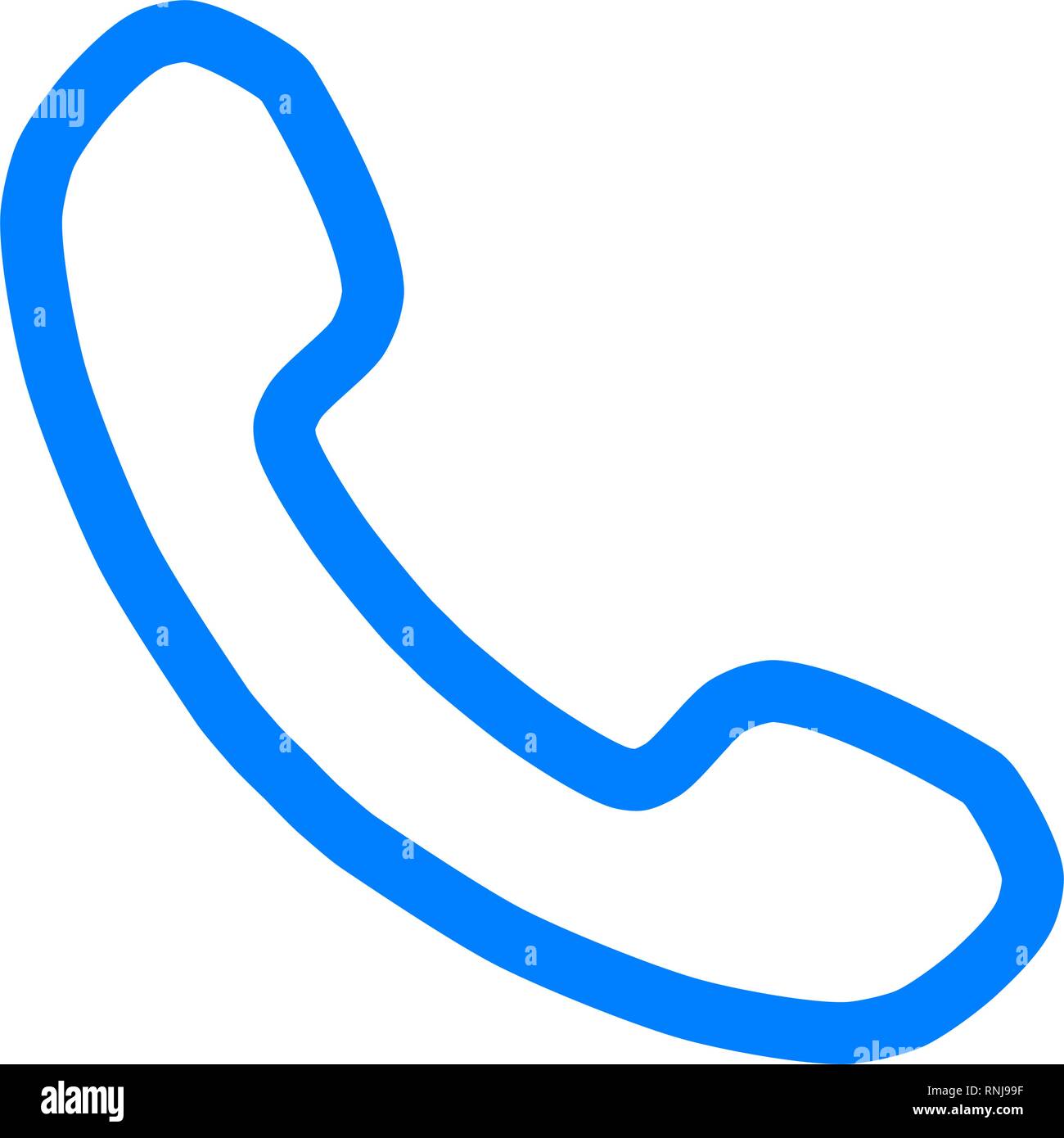 Phone symbol icon - blue simple outline, isolated - vector illustration ...
