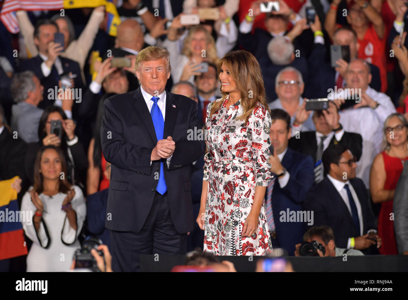 MIAMI, FLORIDA - FEBRUARY 18: President Donald Trump and First Lady ...