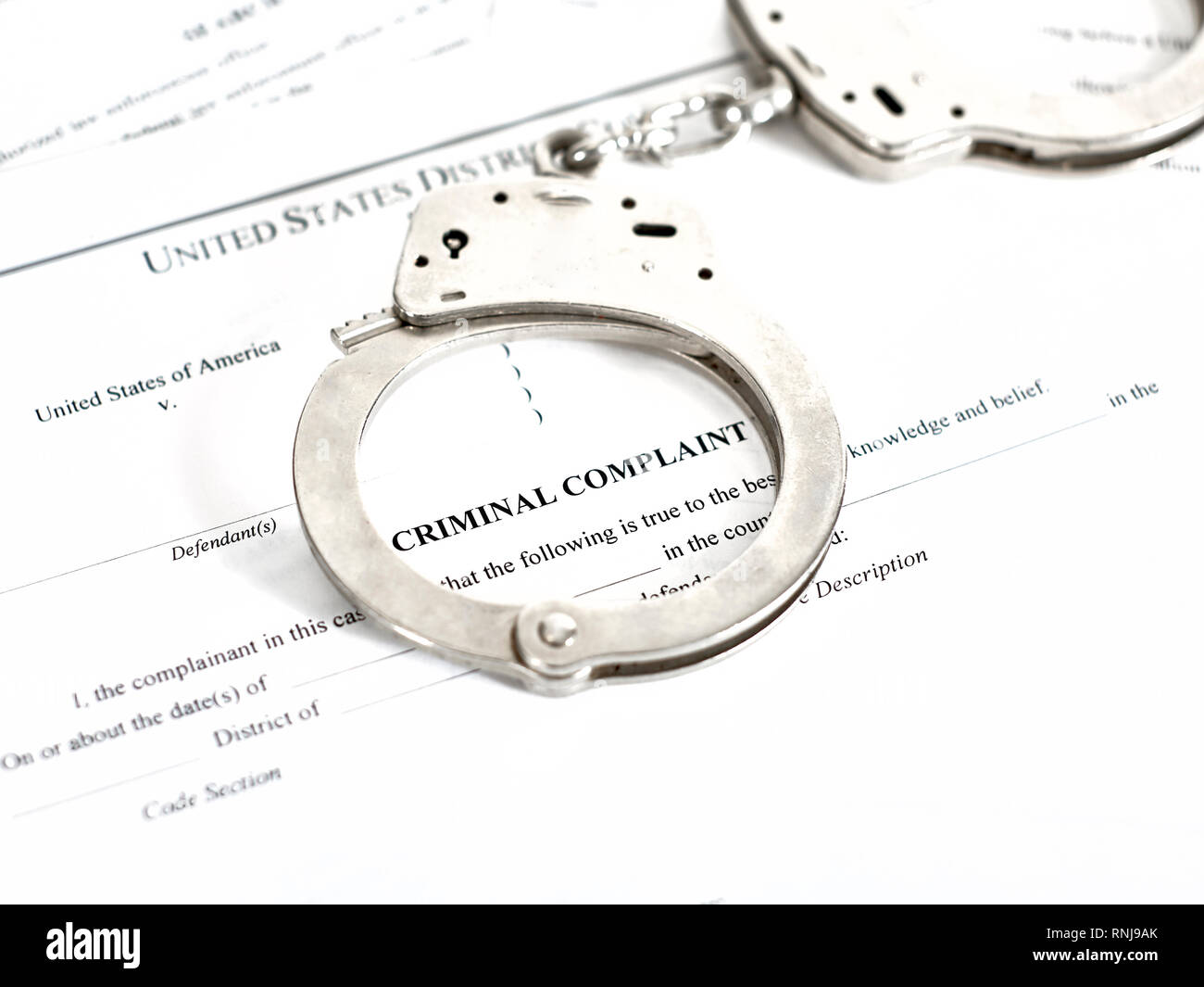 District Court criminal complaint, arrest warrant and search and ...