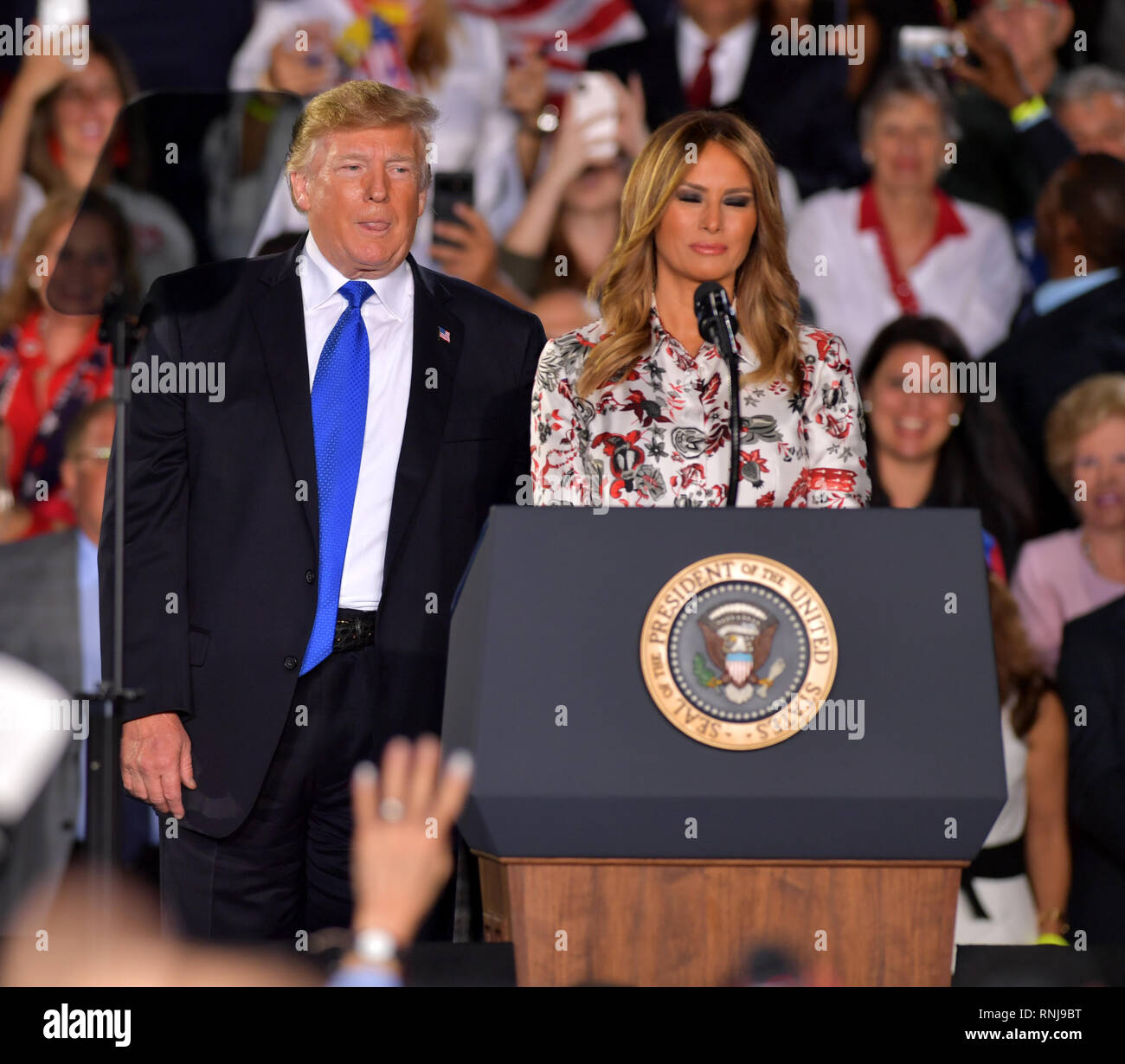 MIAMI, FLORIDA - FEBRUARY 18: President Donald Trump and First Lady ...