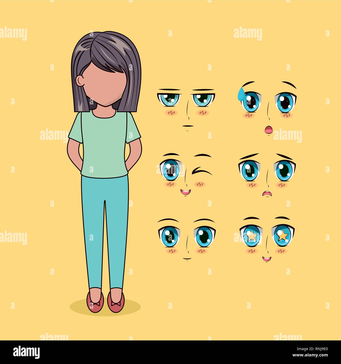 face anime people Stock Vector Image & Art - Alamy