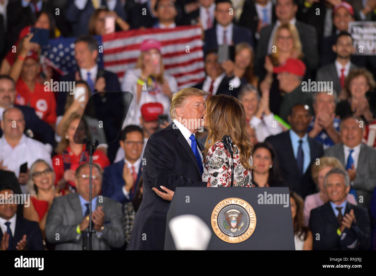 MIAMI, FLORIDA - FEBRUARY 18: President Donald Trump and First Lady ...