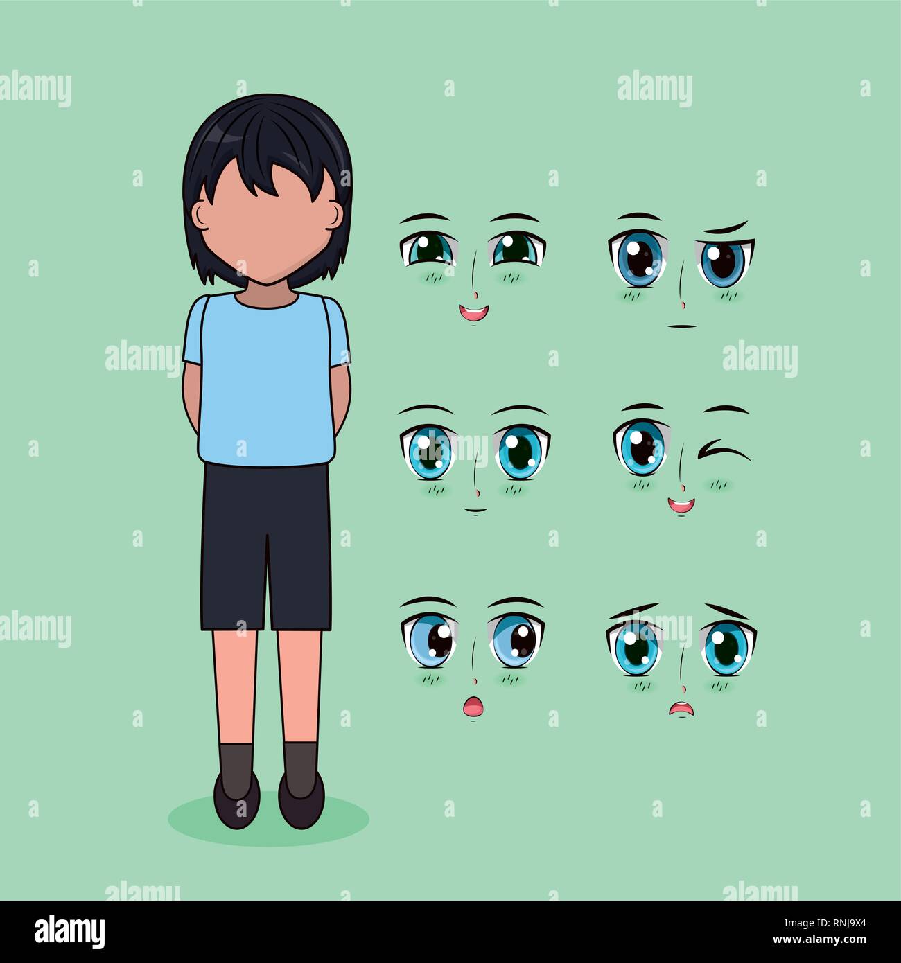 Vector illustration anime style emoticon hi-res stock photography and ...