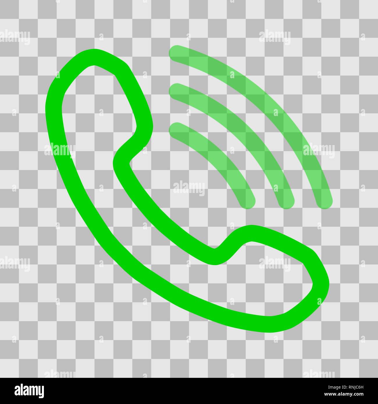 Phone with transparent waves symbol icon - green simple outline ...