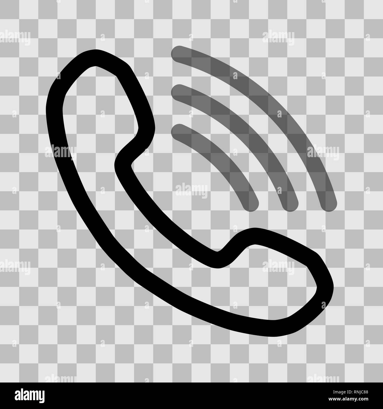 Phone with transparent waves symbol icon - black simple outline, isolated - vector illustration ...