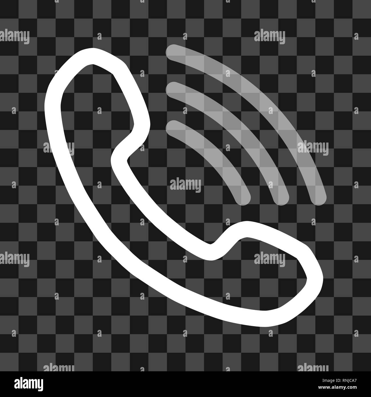 Phone with transparent waves symbol icon - white simple outline, isolated - vector illustration ...