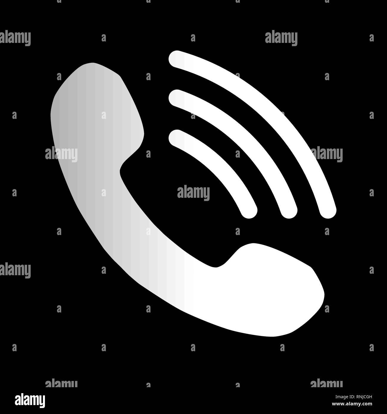 Phone with waves symbol icon - white gradient, isolated - vector ...