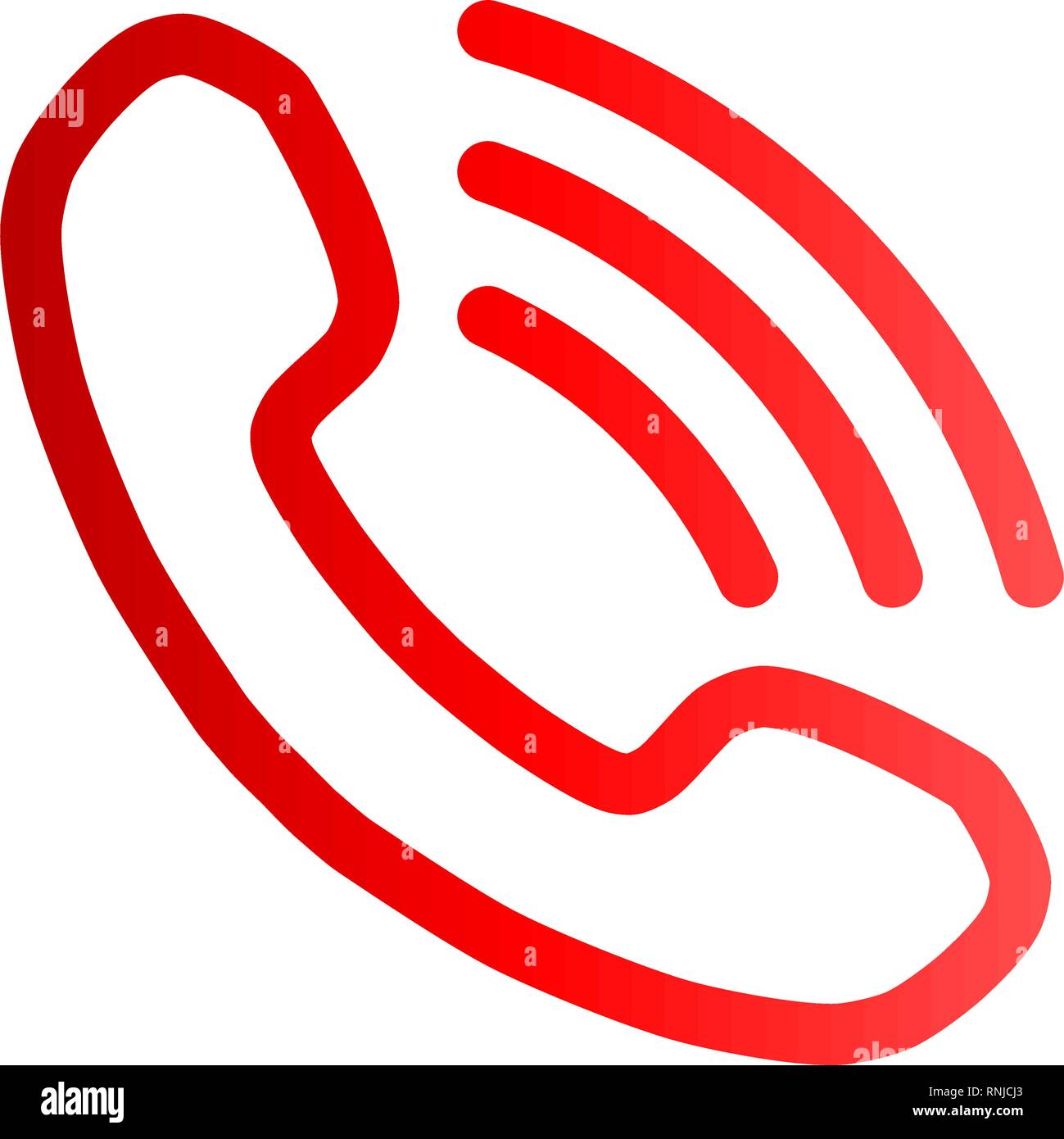 Phone with waves symbol icon - red gradient outline, isolated - vector ...