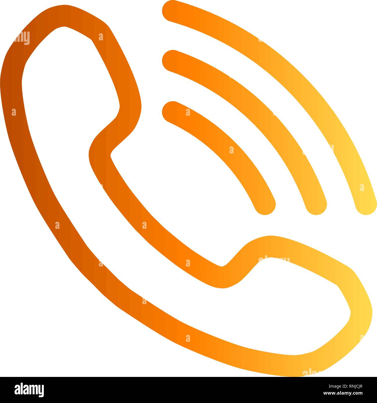 Phone with waves symbol icon - orange gradient outline, isolated ...