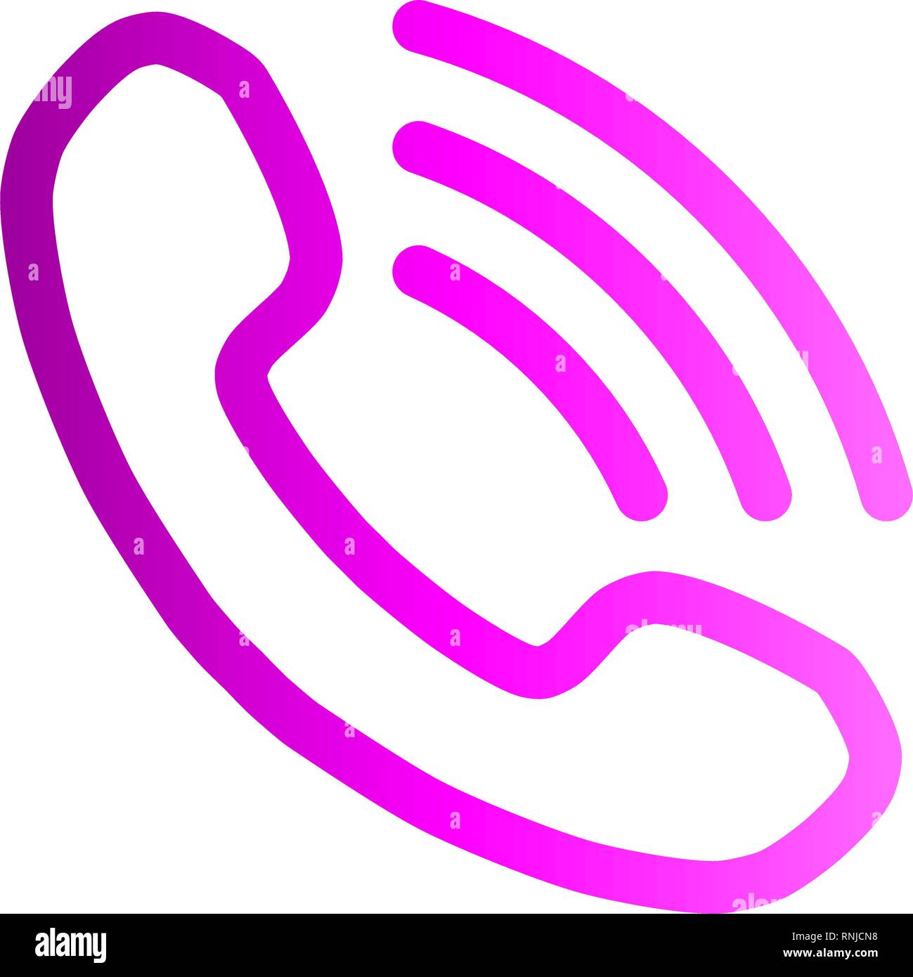 Phone with waves symbol icon - purple gradient outline, isolated ...
