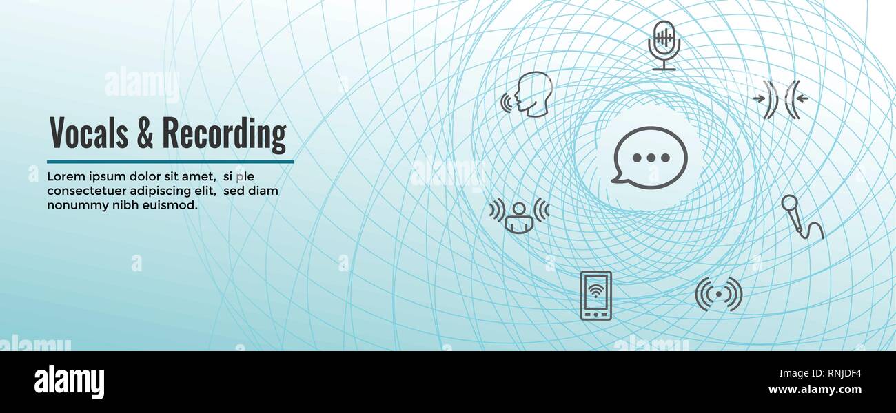 Vocal / Recording Command Icon with Sound Wave Images Web header banner ...