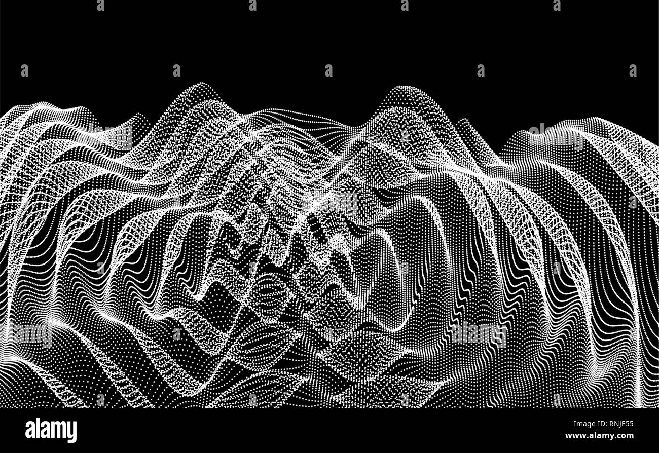 3D wavy background with ripple effect. Vector illustration with ...