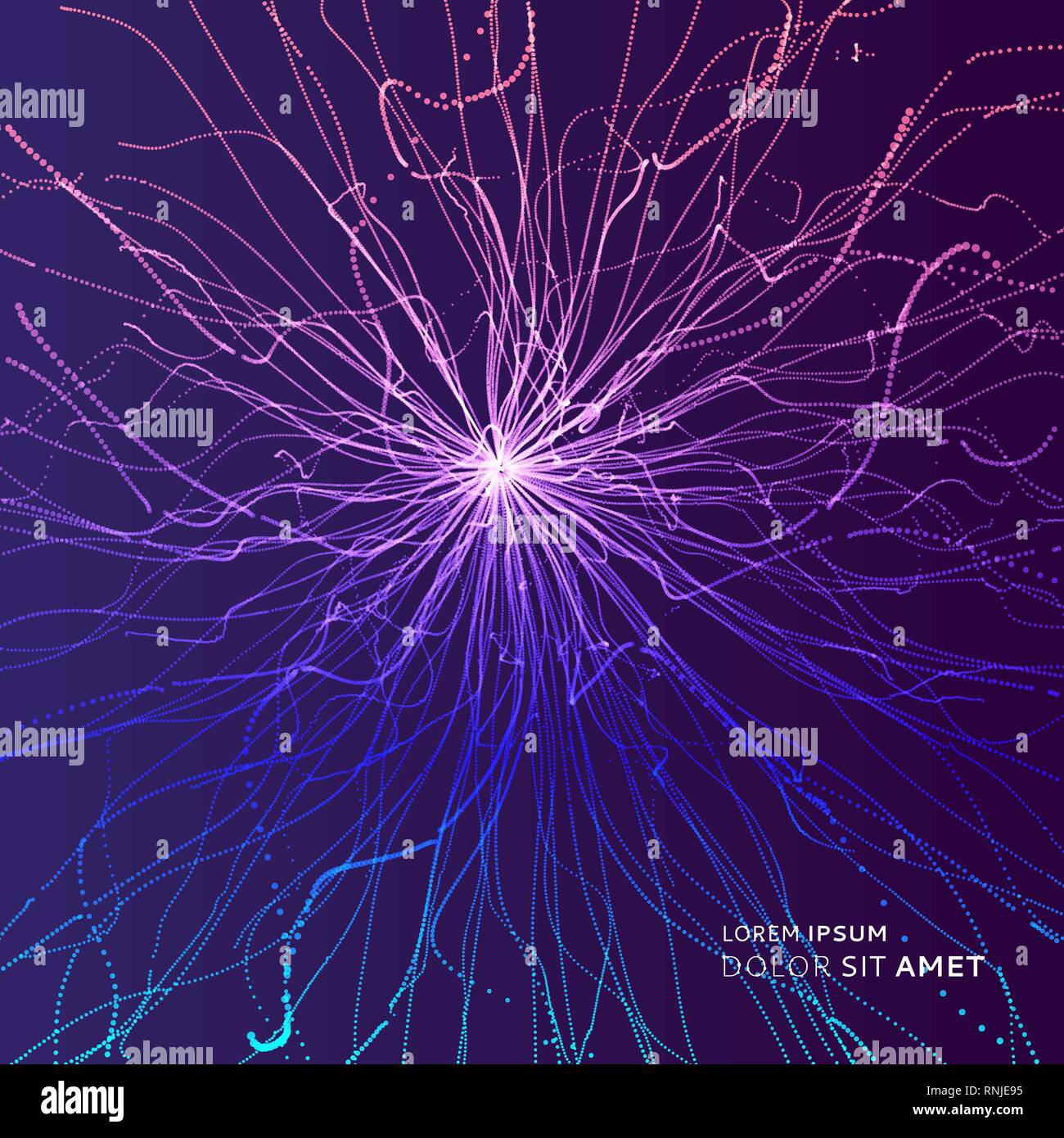 Abstract science or technology background. Array with dynamic particles. Vector illustration ...