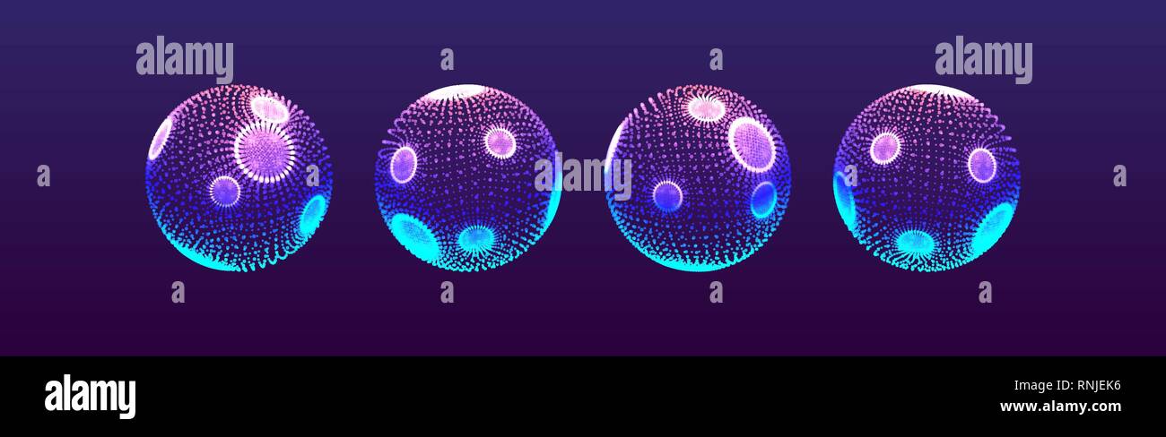 The sphere consisting of points. Global digital connections. Technology concept. Array with ...