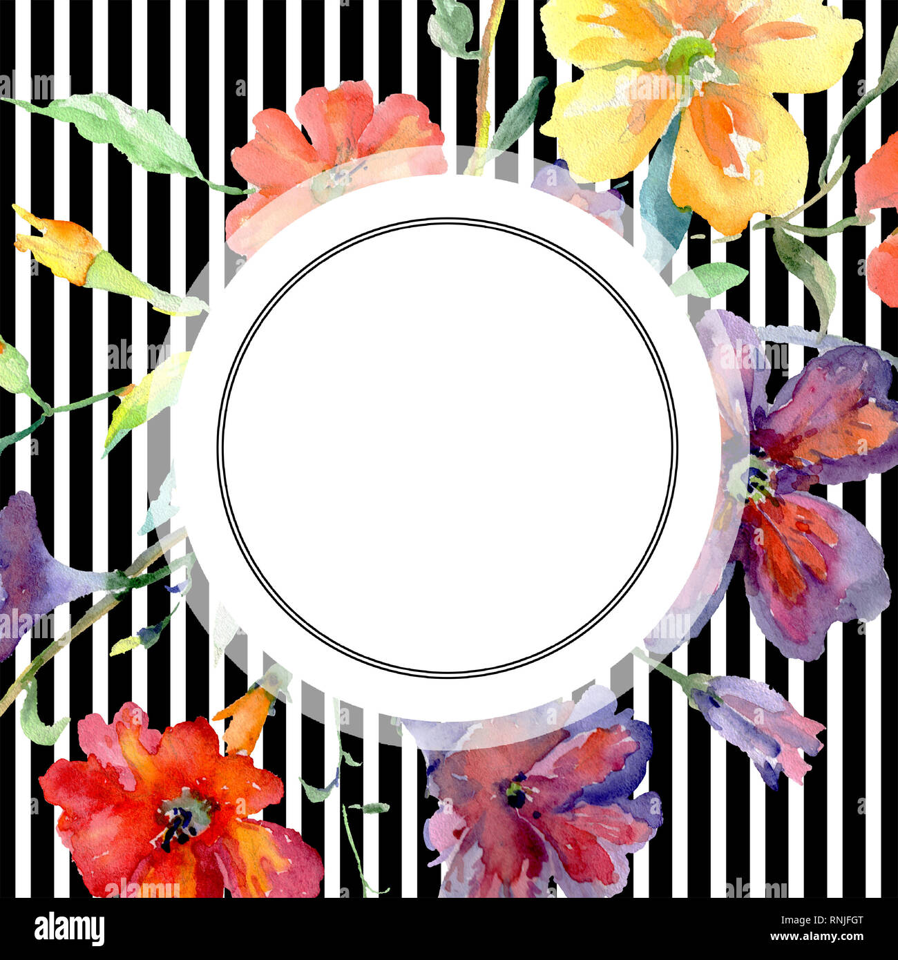 Bouquet red and yellow floral botanical flowers. Watercolor background ...