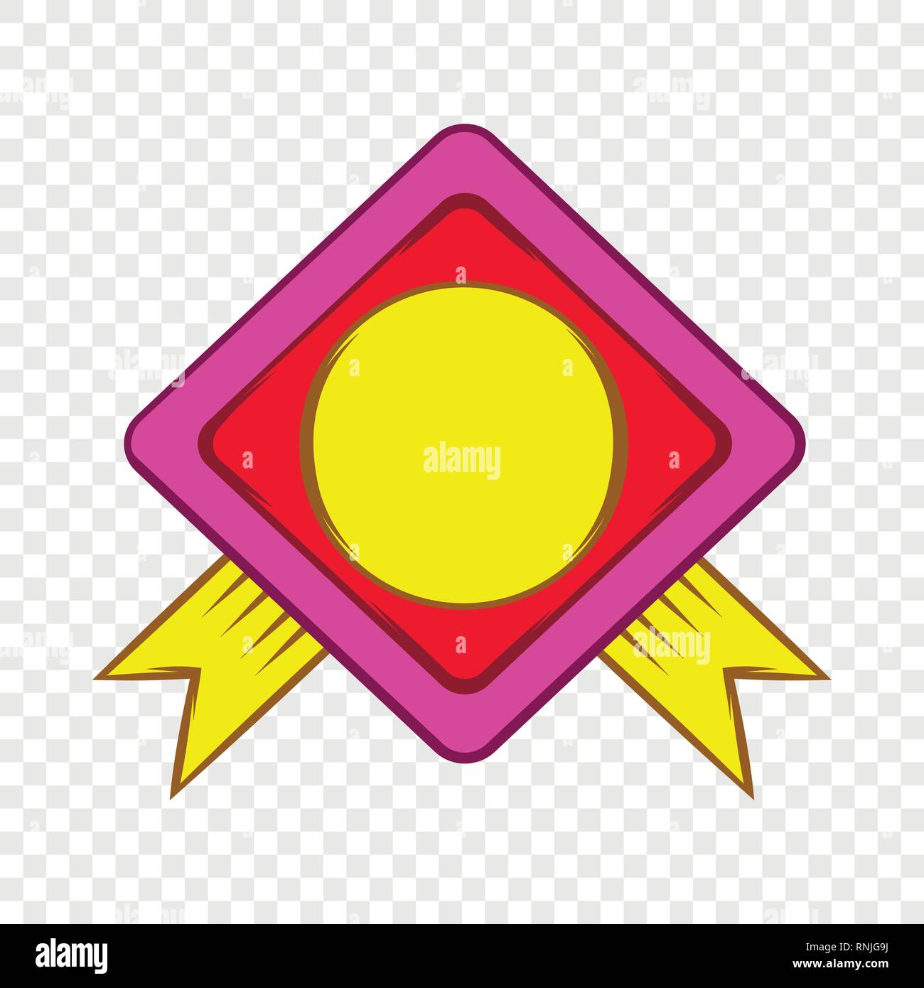 Color badge with yellow ribbons icon cartoon style Stock Vector Image ...