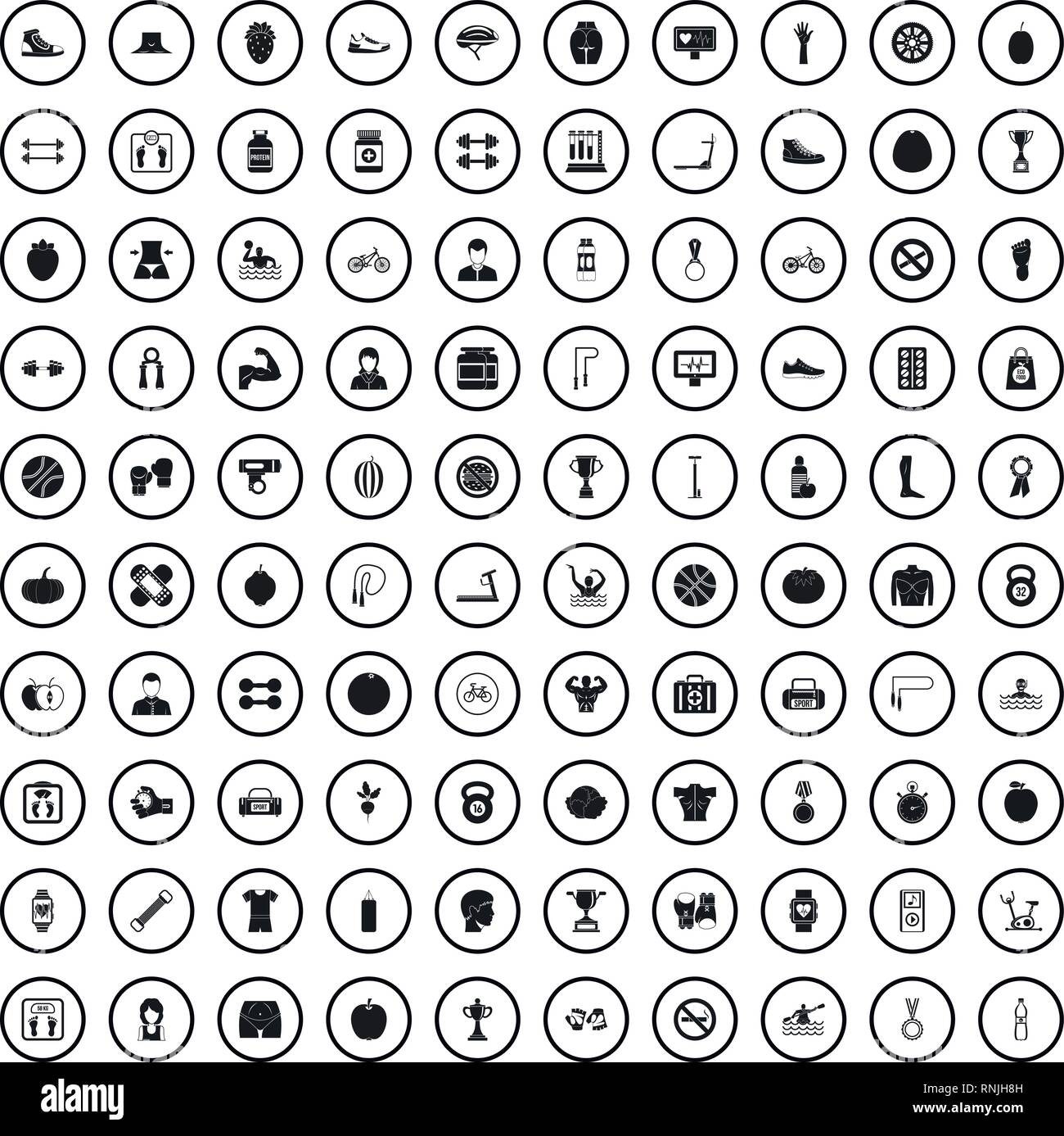 100 bodybuilder icons set, simple style Stock Vector Image & Art - Alamy