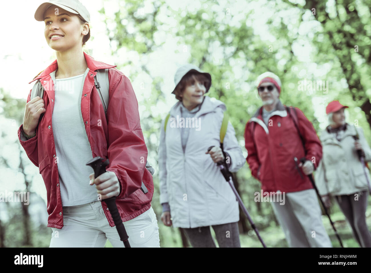 Elderly walk group forest hi-res stock photography and images - Alamy