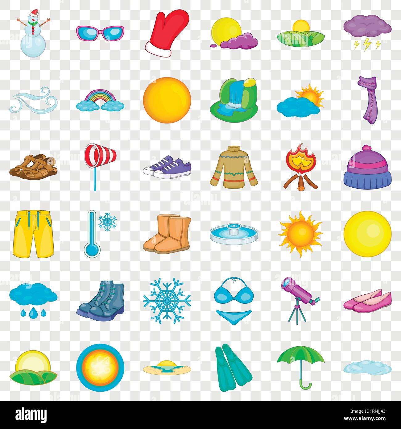 Cold weather icons set, cartoon style Stock Vector Image & Art - Alamy