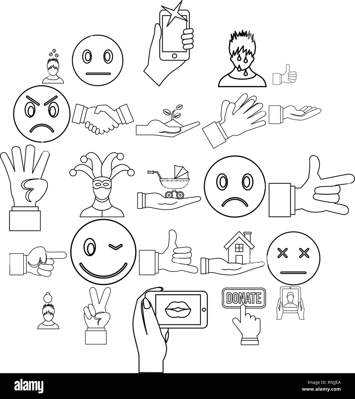 Feeling icons set, outline style Stock Vector Image & Art - Alamy