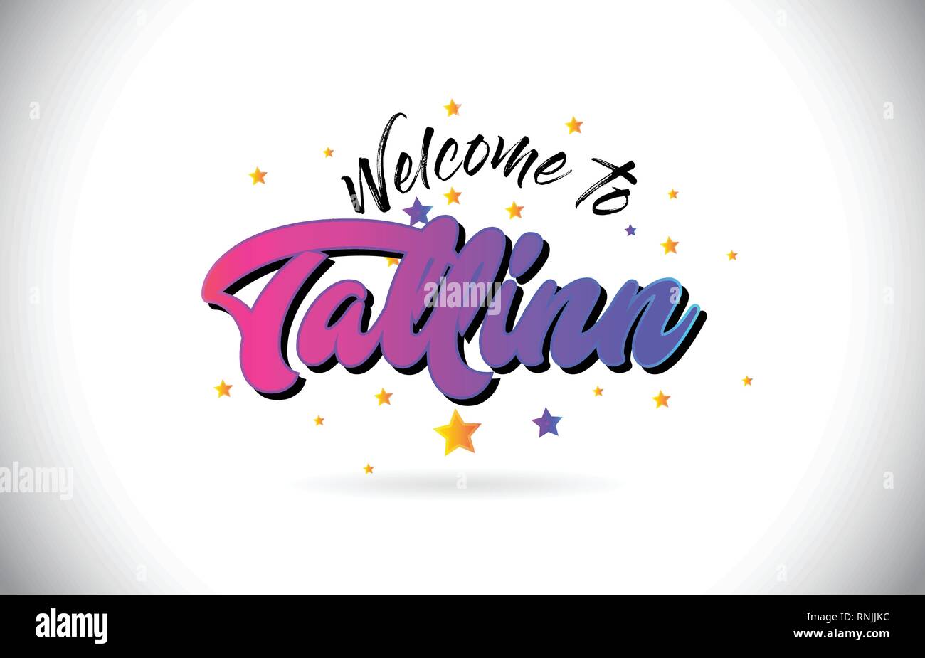 Tallinn Welcome To Word Text with Purple Pink Handwritten Font and ...