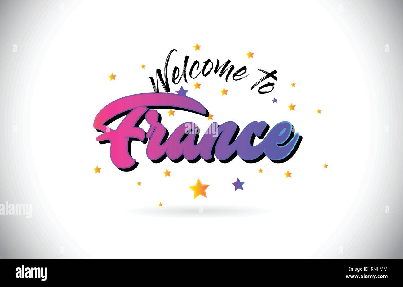 France Welcome To Word Text with Purple Pink Handwritten Font and ...