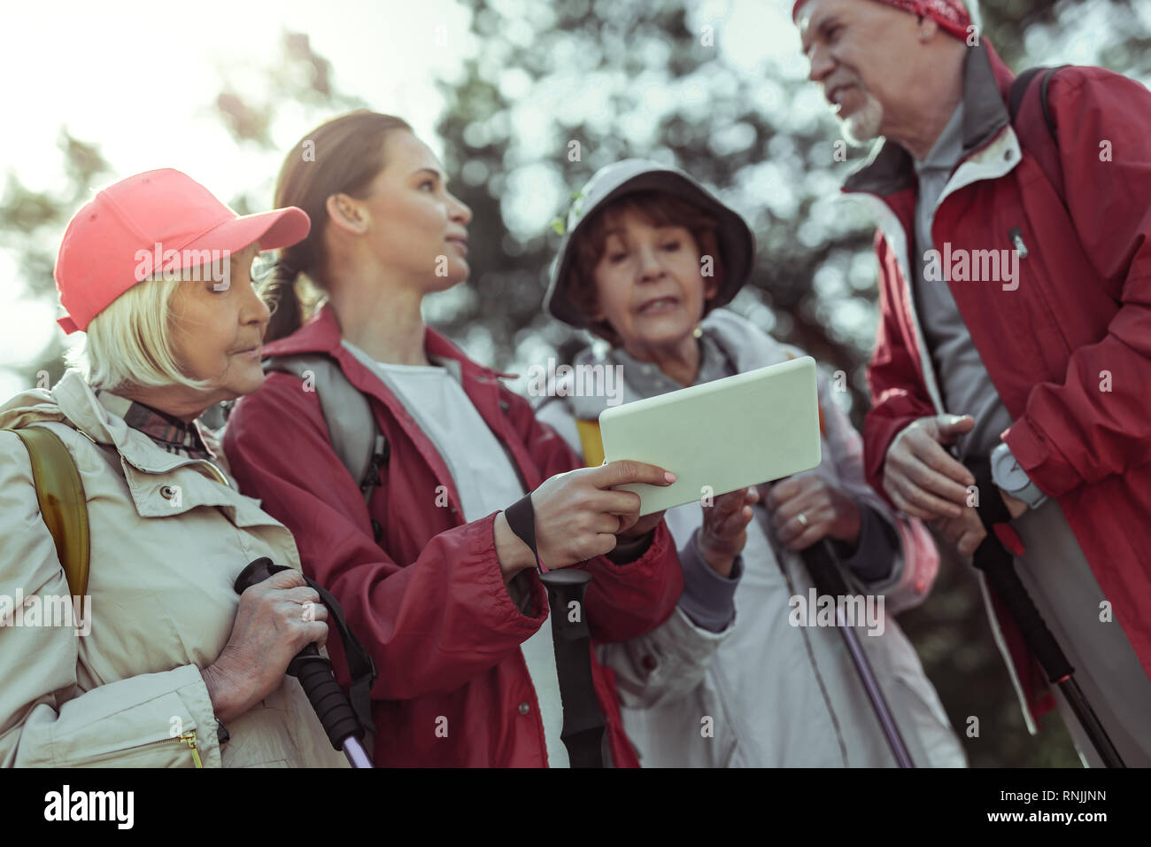 Tourists tablet in nature hi-res stock photography and images - Alamy