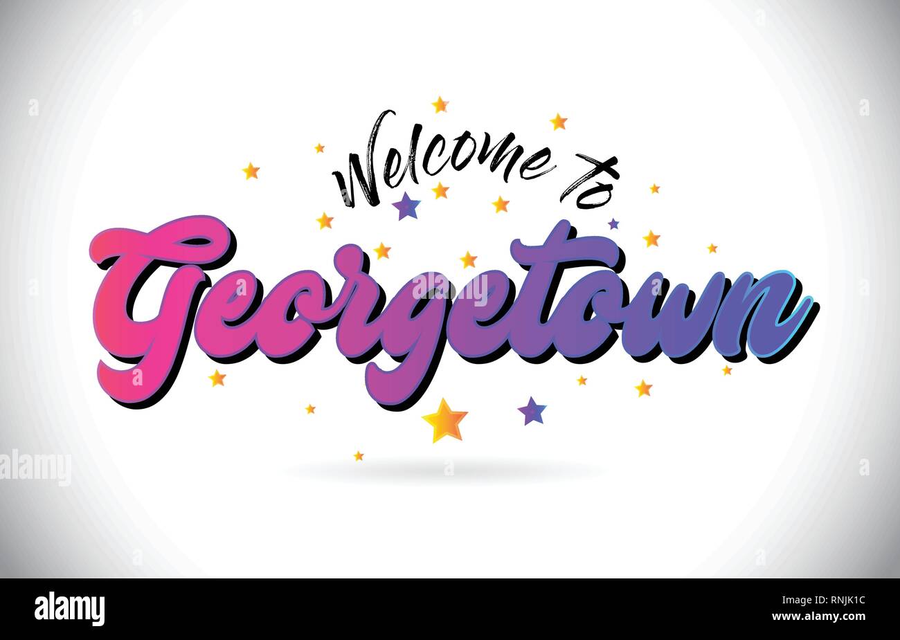 Georgetown Welcome To Word Text with Purple Pink Handwritten Font and ...