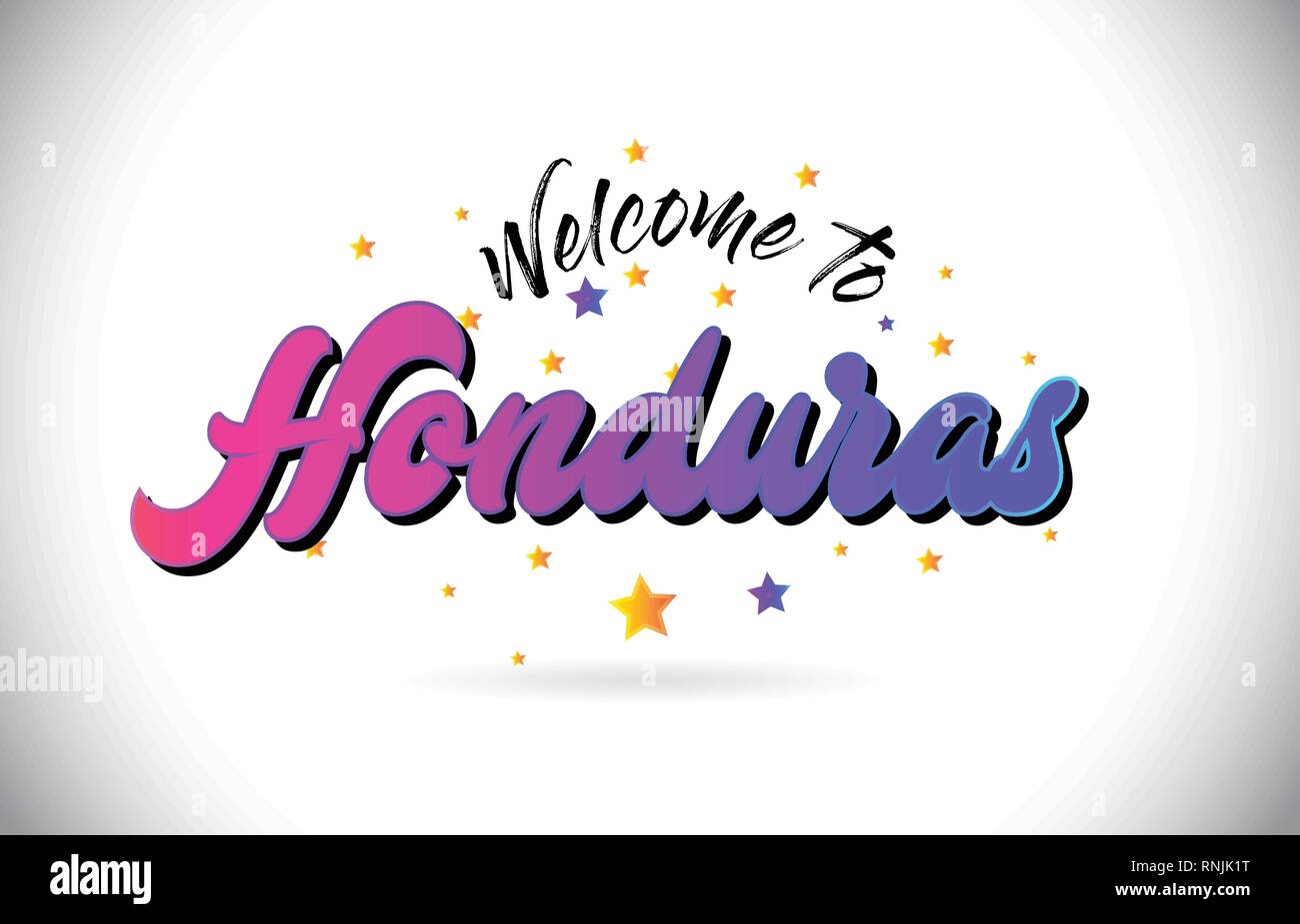 Honduras Welcome To Word Text with Purple Pink Handwritten Font and ...