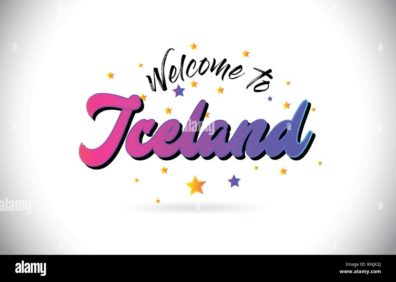 Iceland Welcome To Word Text with Purple Pink Handwritten Font and ...