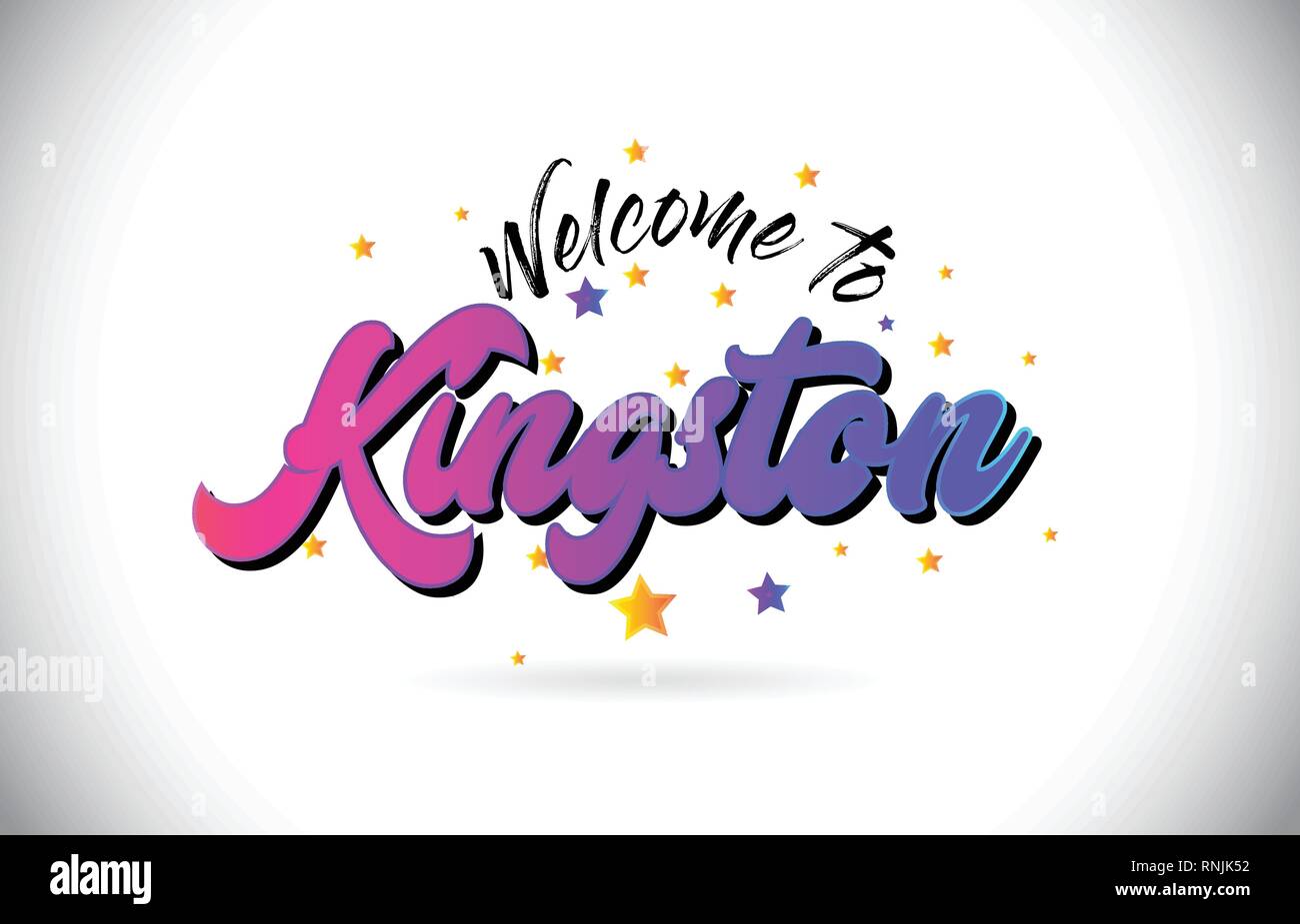 Kingston Welcome To Word Text with Purple Pink Handwritten Font and ...
