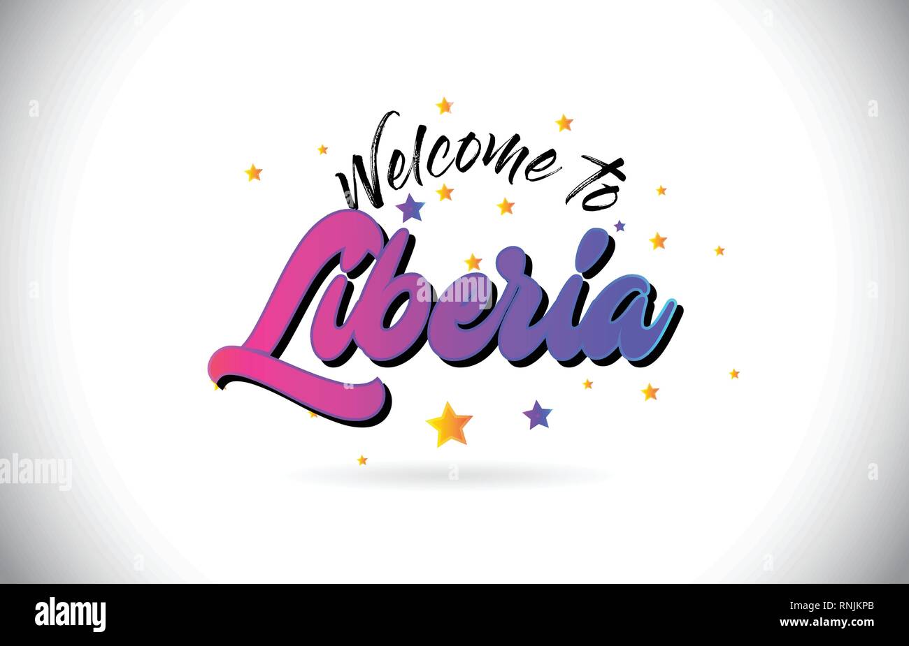 Liberia Welcome To Word Text with Purple Pink Handwritten Font and ...